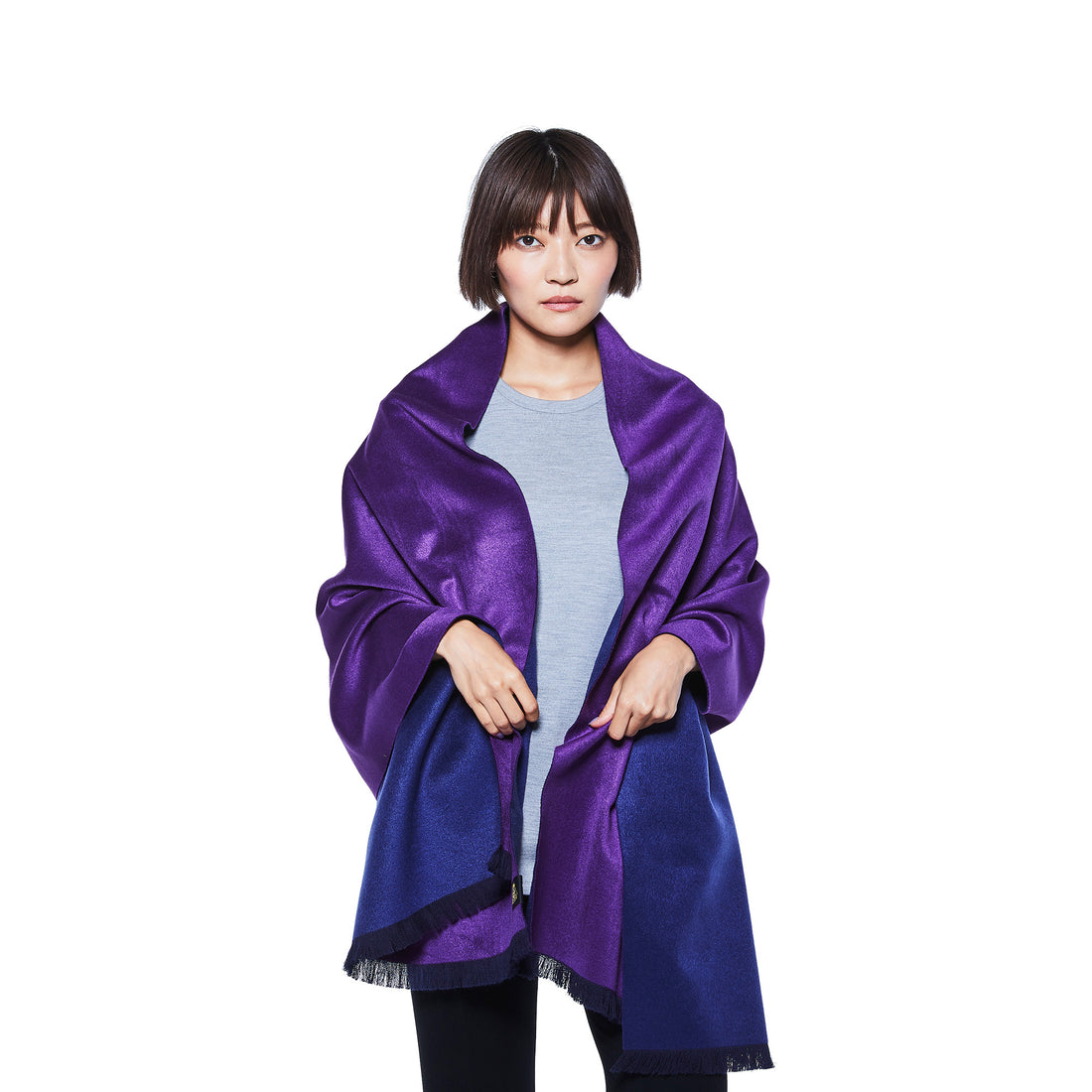 ダブルリッチシルクウールストールL（パープル×パープル） – MITSUBOSHI 1887